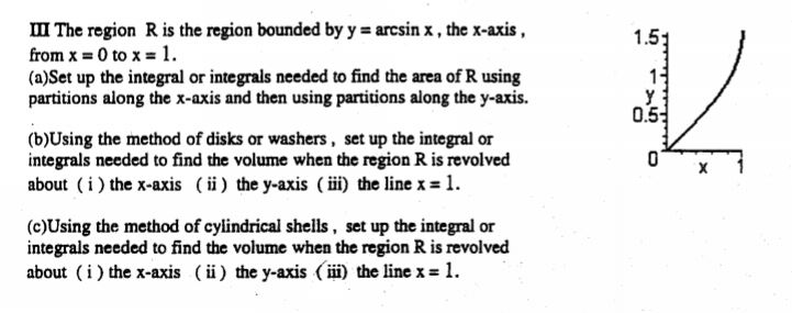 Solved The region R is the region bounded by y = arcsin x , | Chegg.com