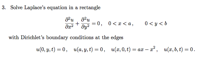 Solved Solve Laplace's equation in a rectangle ^2u/x^2 + | Chegg.com