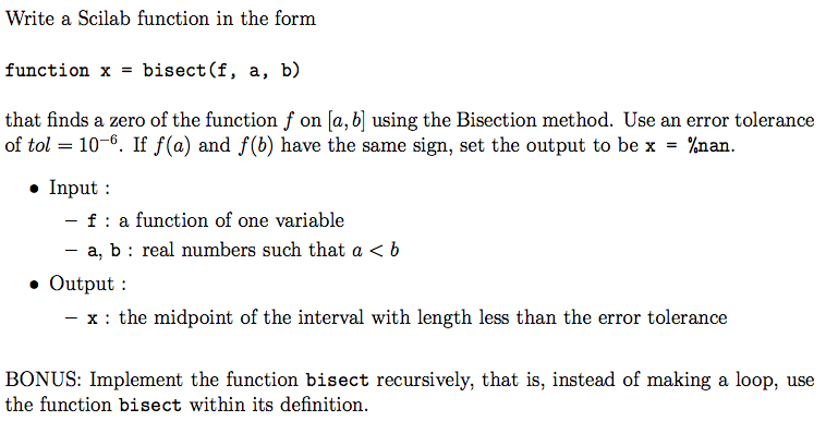 Solved Write A Scilab Function In The Form Function X 5429
