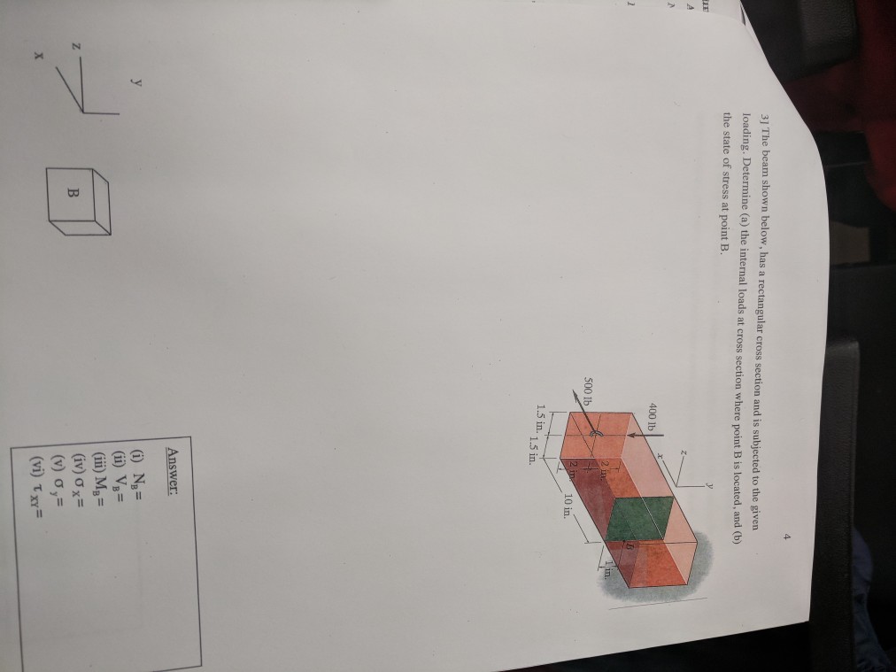 Solved 4 31 The beam shown below, has a rectangular cross | Chegg.com