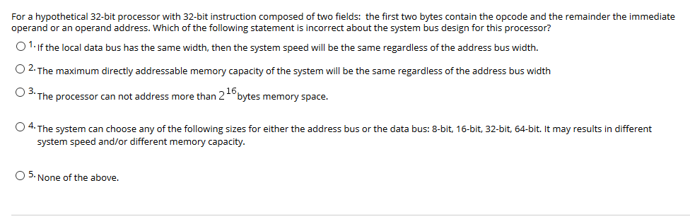 For a hypothetical 32-bit processor with 32-bit | Chegg.com