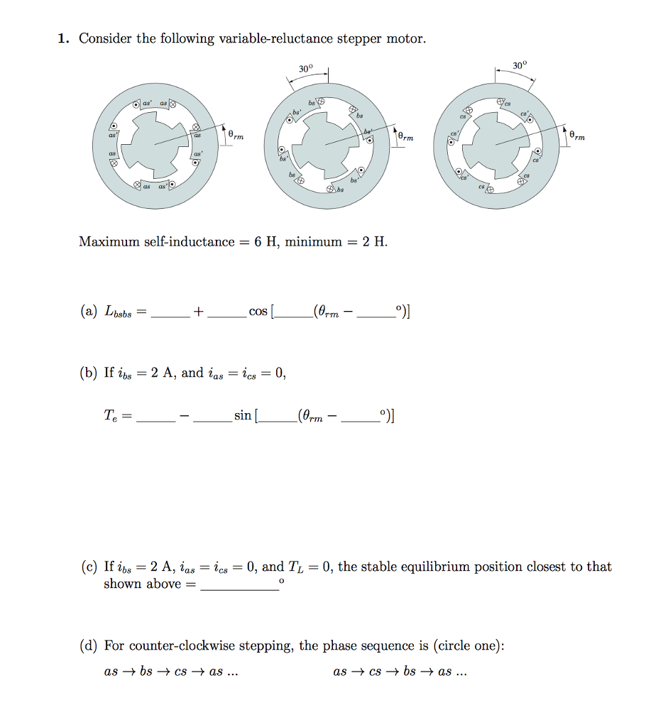 Solved 1. Consider the following variable-reluctance stepper | Chegg.com