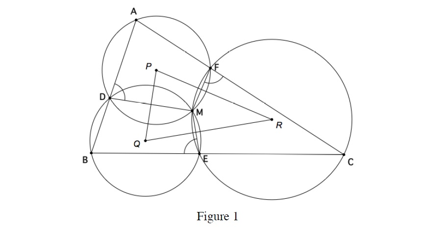 Solved Miquel’s Theorem: If on the sides of ΔABC points are | Chegg.com