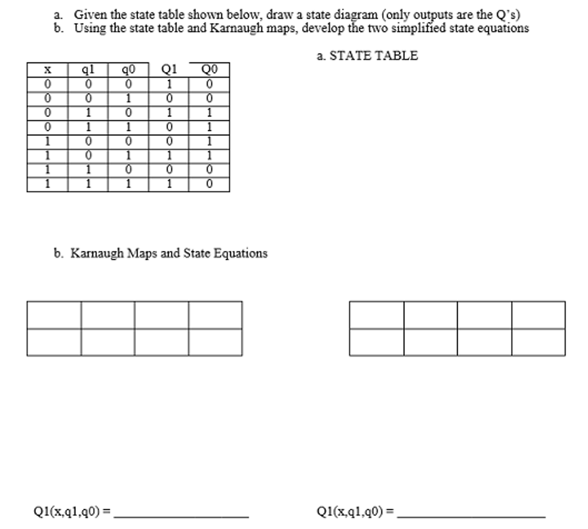 Solved Given the state table shown below, draw a state | Chegg.com