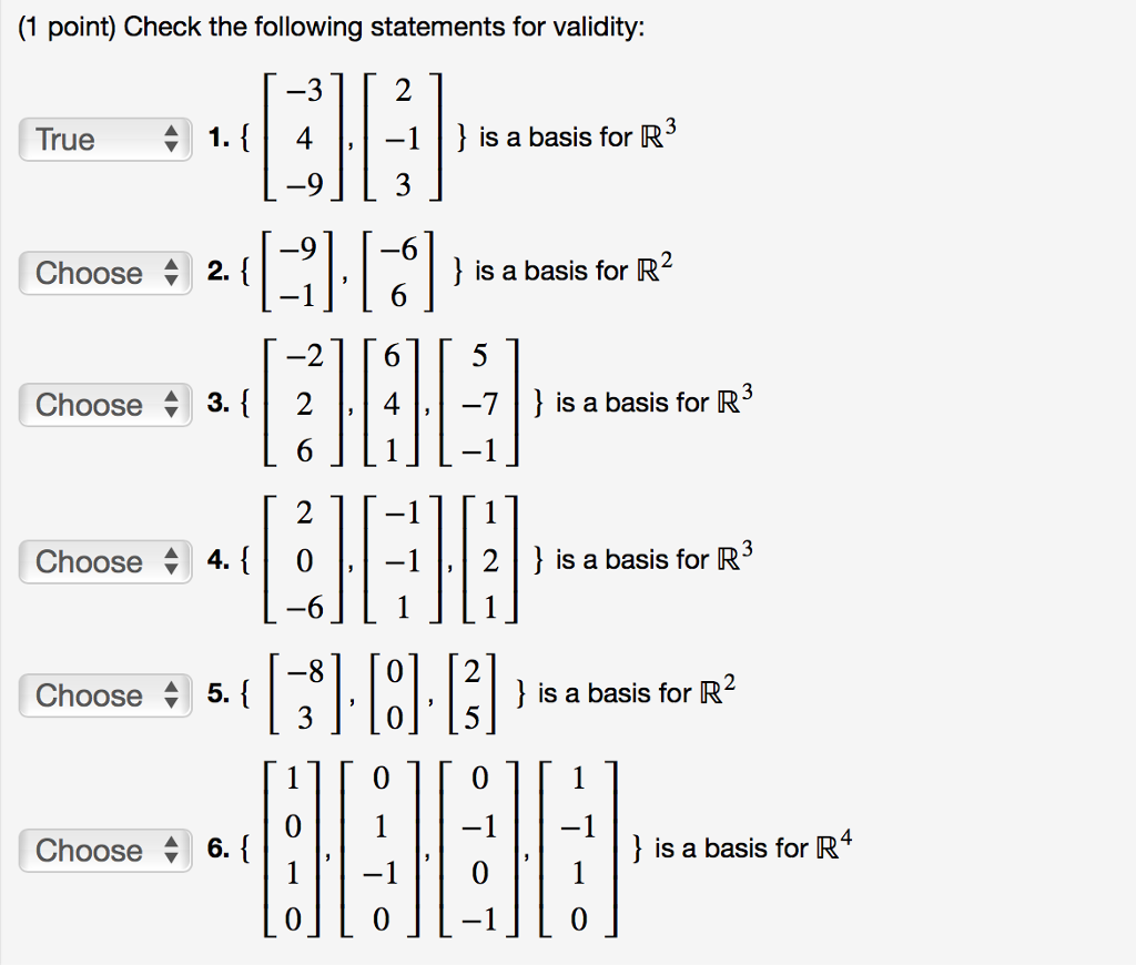 Solved Check the following statements for validity: {[-3 4 | Chegg.com