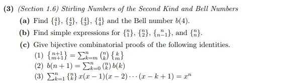 Solved (3) (Section 1.6) Stirling Numbers of the Second Kind | Chegg.com