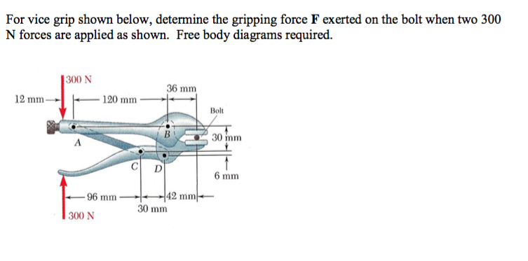 Solved For vice grip shown below, determine the gripping | Chegg.com