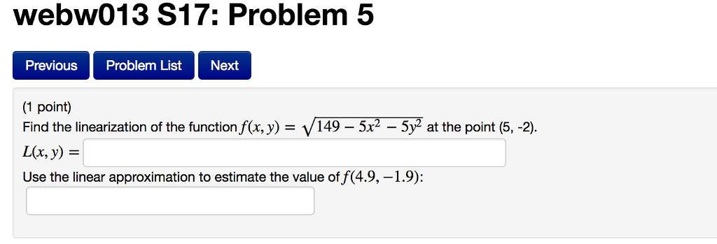 Solved Find the linearization of the function f(x, y) = | Chegg.com