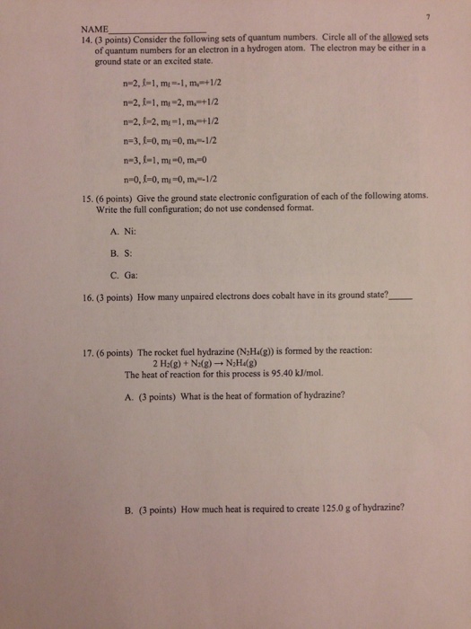 Solved Consider the following sets of quantum numbers. | Chegg.com