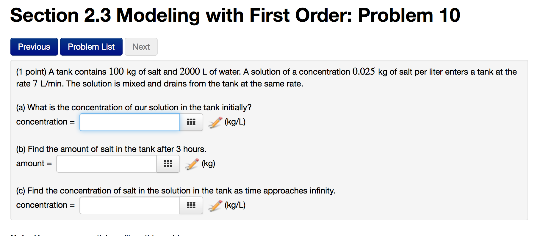 Solved Section 2.3 Modeling with First Order: Problem 10 | Chegg.com