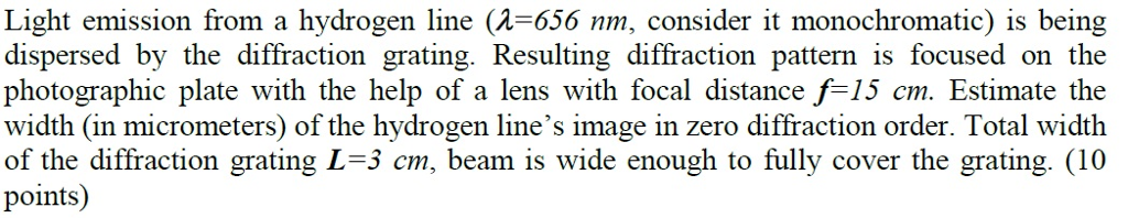 Light emission from a hydrogen line ( 656 nm, | Chegg.com