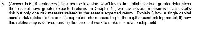 Solved 3. (Answer in 6-10 sentences.) Risk-averse investors | Chegg.com
