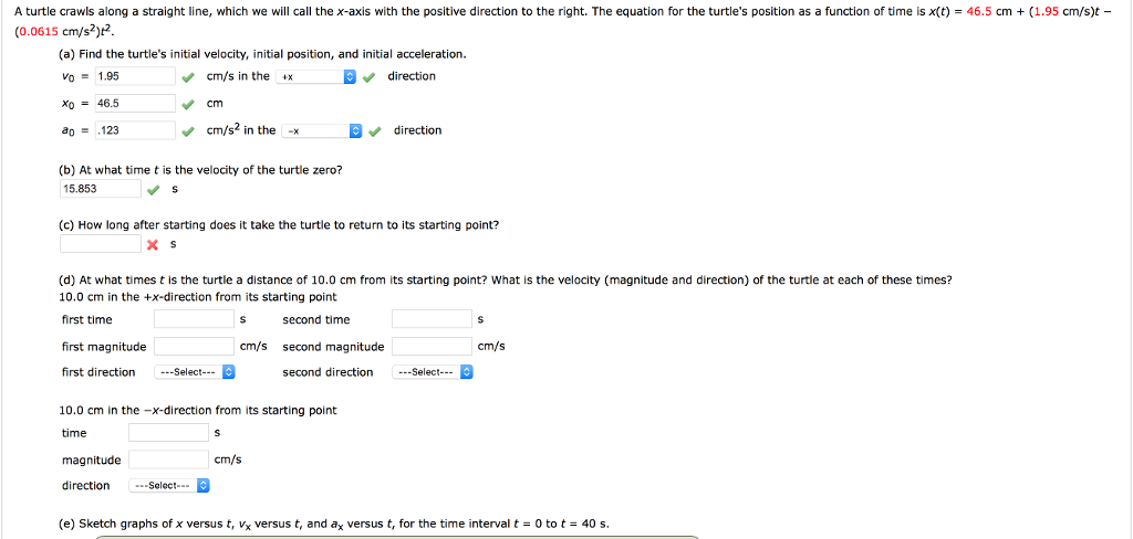 Solved A turtle crawls along a straight line, which we will | Chegg.com