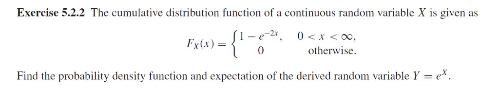 Solved Exercise 5.2.2 The cumulative distribution function | Chegg.com