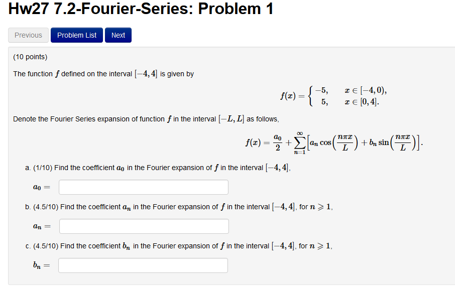 Solved Denote The Fourier Series Expansion Of Function F In