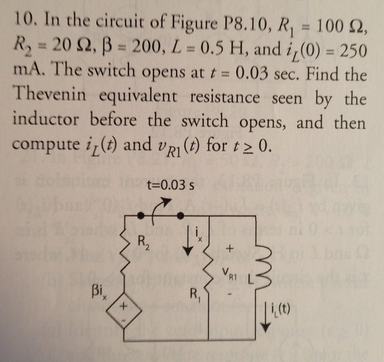 Solved In the circuit of Figure P8.10, R1 = 100 Ohm, R2 = 20 | Chegg.com