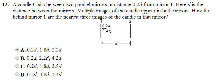 Solved: A Candle C Sits Between Two Parallel Mirrors, A Di... | Chegg.com