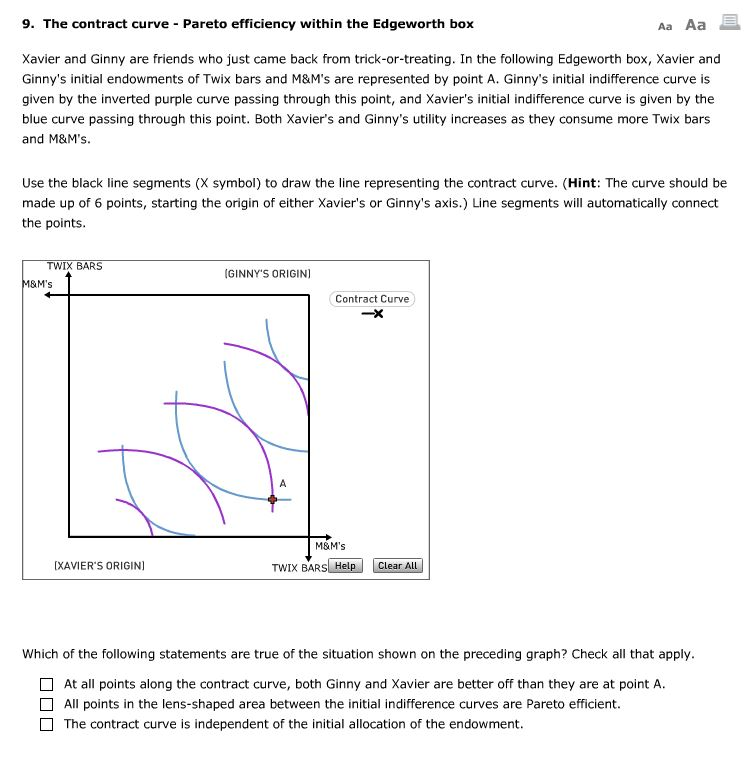 Solved 9. The contract curve Pareto efficiency within the | Chegg.com