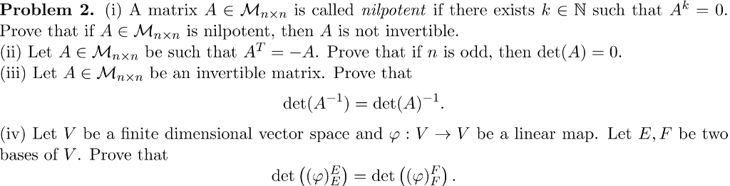 Solved Problem 2. (i) A matrix A & Mnxn is called nilpotent | Chegg.com
