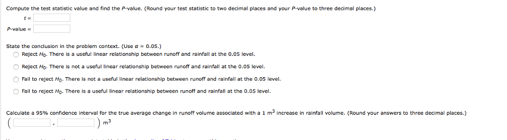 Solved Consider the following data on x rainfall volume (m3) | Chegg.com