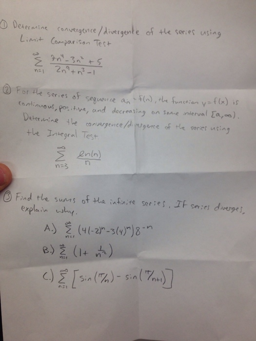 Determine convergence / divergence of the series | Chegg.com