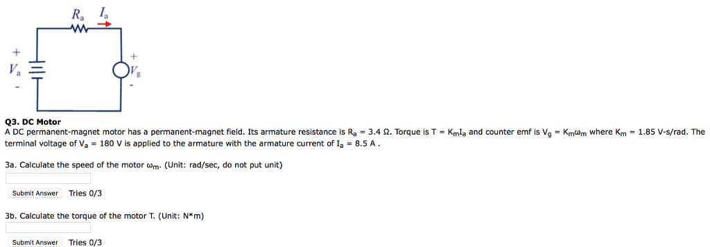 Solved R 1 Q3. DC Motor A DC permanent magnet motor has a | Chegg.com