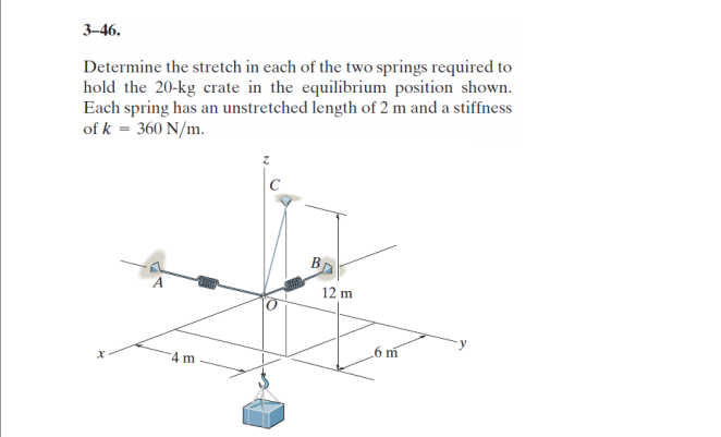 Solved 3 - 46. Determine the stretch in each of the two | Chegg.com