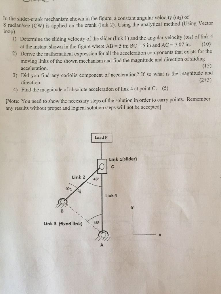 Solved In the slider-crank mechanism shown in the figure, a | Chegg.com