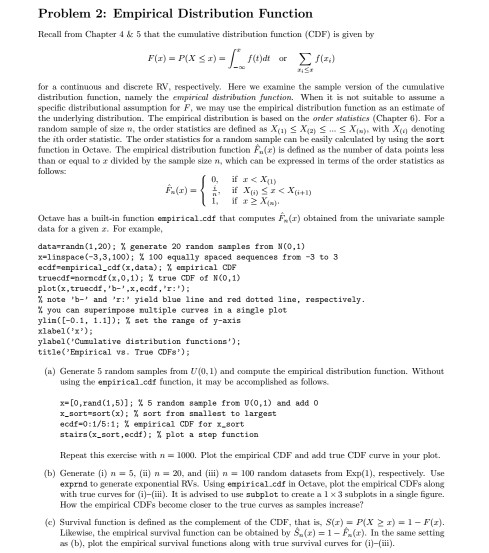 Problem 2: Empirical Distribution Function Recall | Chegg.com