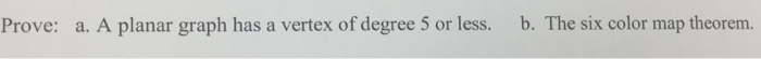 Solved A planar graph has a vertex of degree 5 or less. The | Chegg.com