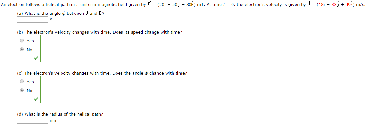Solved An electron follows a helical path in a uniform | Chegg.com