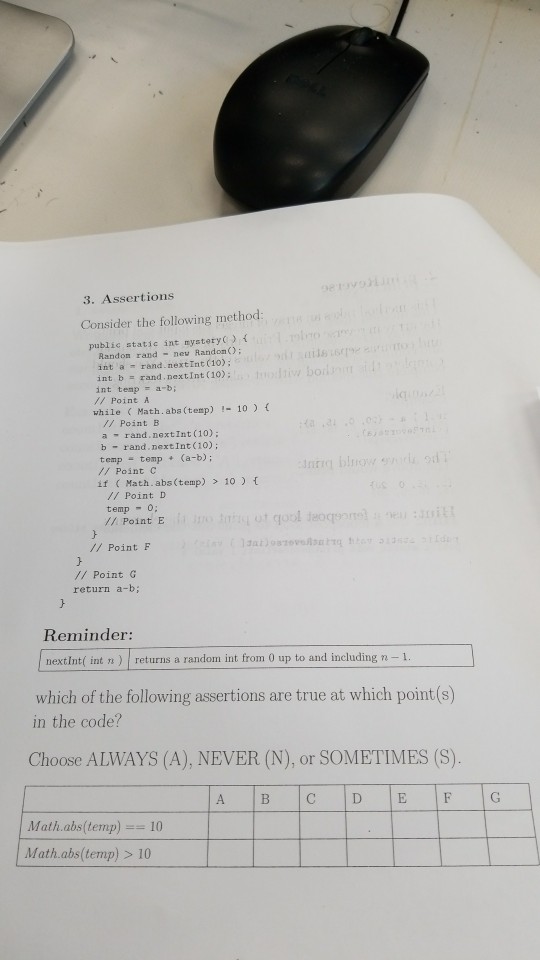 Solved 3. Assertions Consider the following method public | Chegg.com