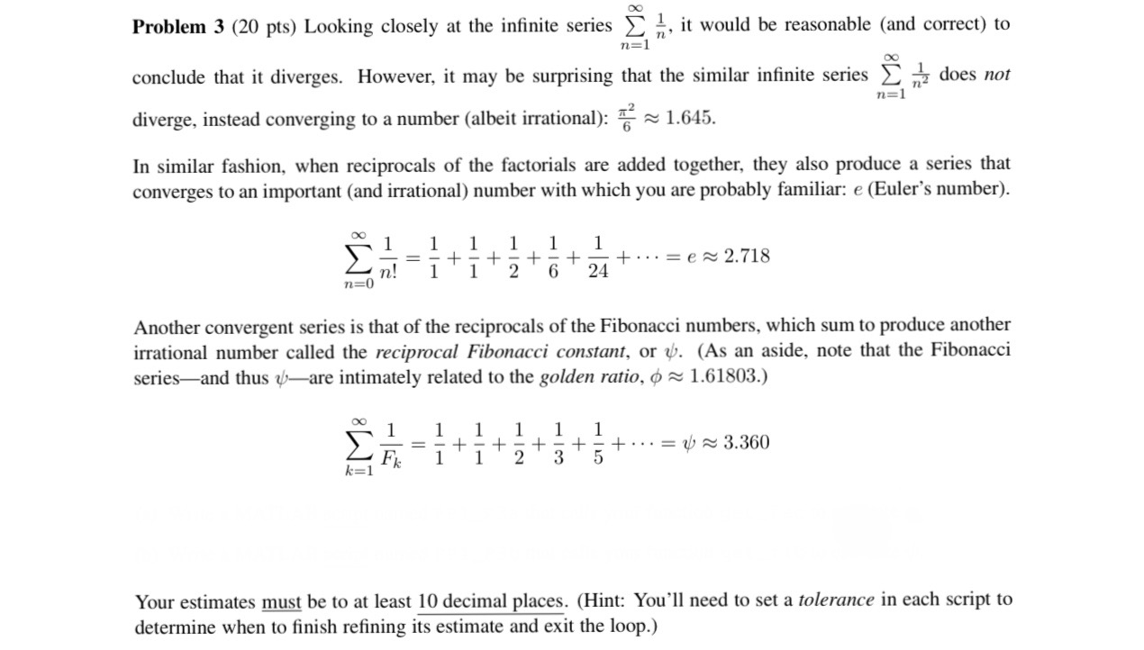 Solved 0O Problem 3 (20 pts) Looking closely at the infinite | Chegg.com