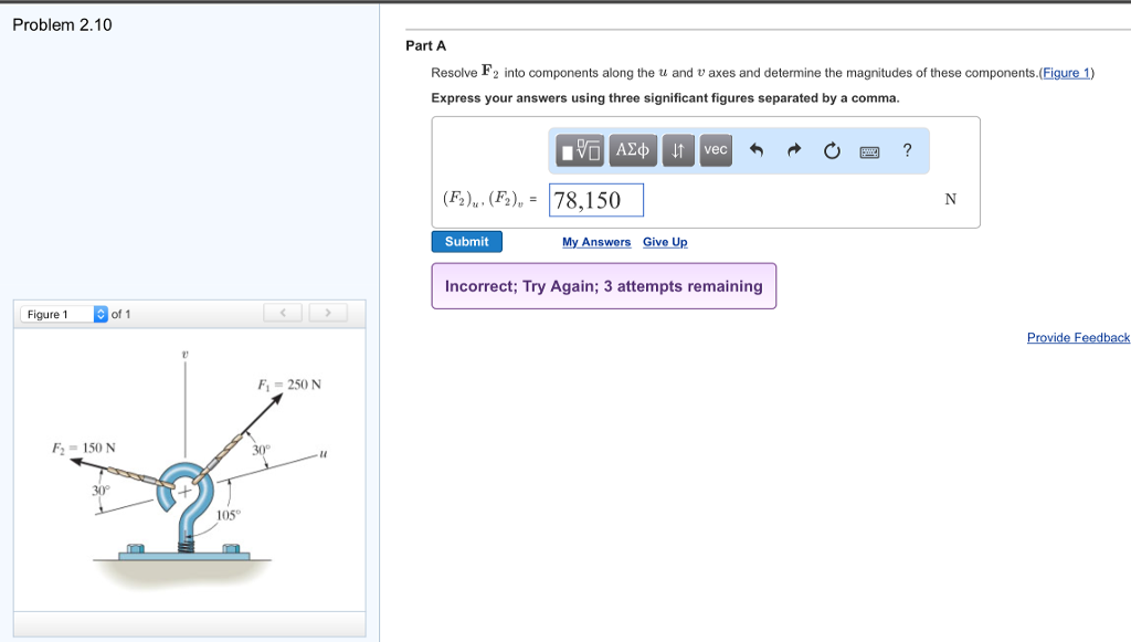 Solved Resolve F_2 into components along the u and v axes | Chegg.com