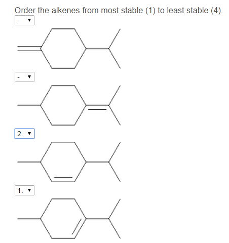 Solved order the alkenes trobst most stable (1) to least | Chegg.com