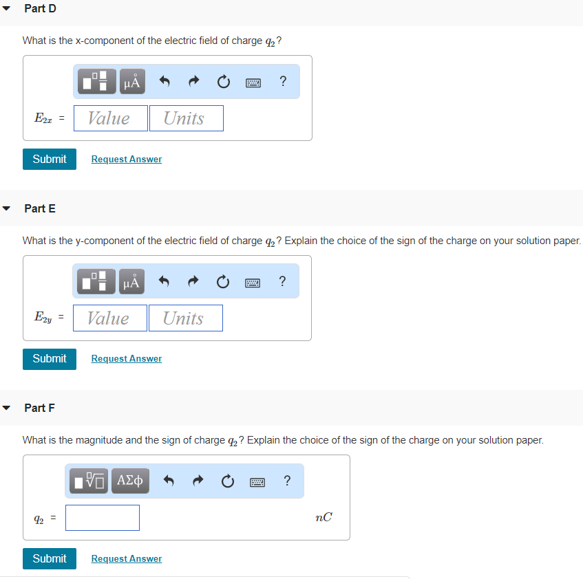 Solved A point charge Q = -395 nC and two unknown point | Chegg.com