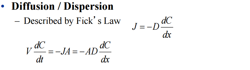 Solved Using Diffusion/Dispersion described by Ficks Law: | Chegg.com