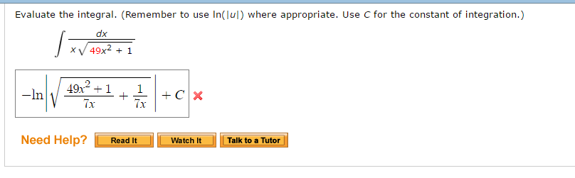 Solved Evaluate the integral. (Remember to use ln(|u|) where | Chegg.com