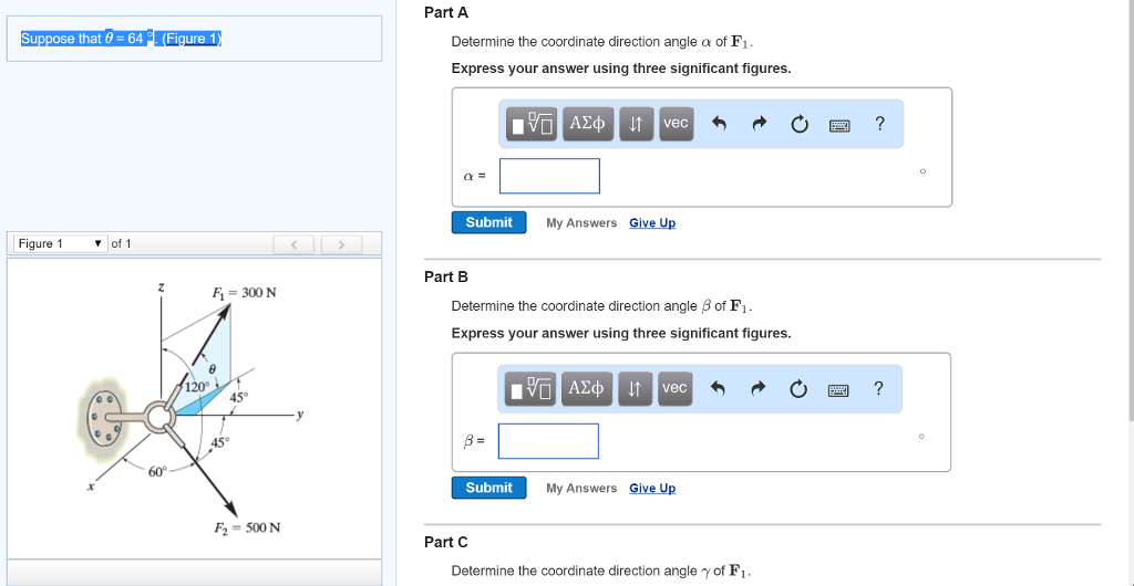Solved Part A Determine the coordinate direction angle α of | Chegg.com
