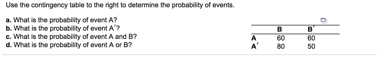 Solved Use the contingency table to the right to determine | Chegg.com