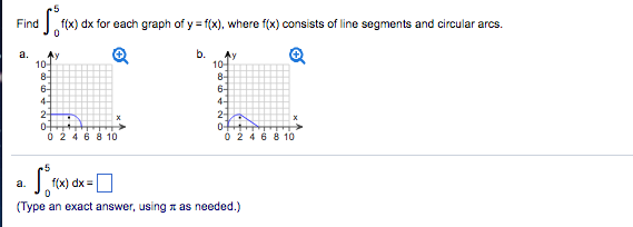 Solved Find integral^5_0 f(x) dx for each graph of y = f(x), | Chegg.com
