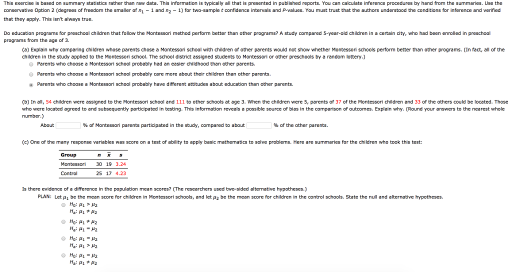 Solved This exercise is based on summary statistics rather | Chegg.com