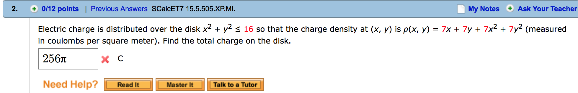 Solved Electric charge is distributed over the disk x^2 + | Chegg.com