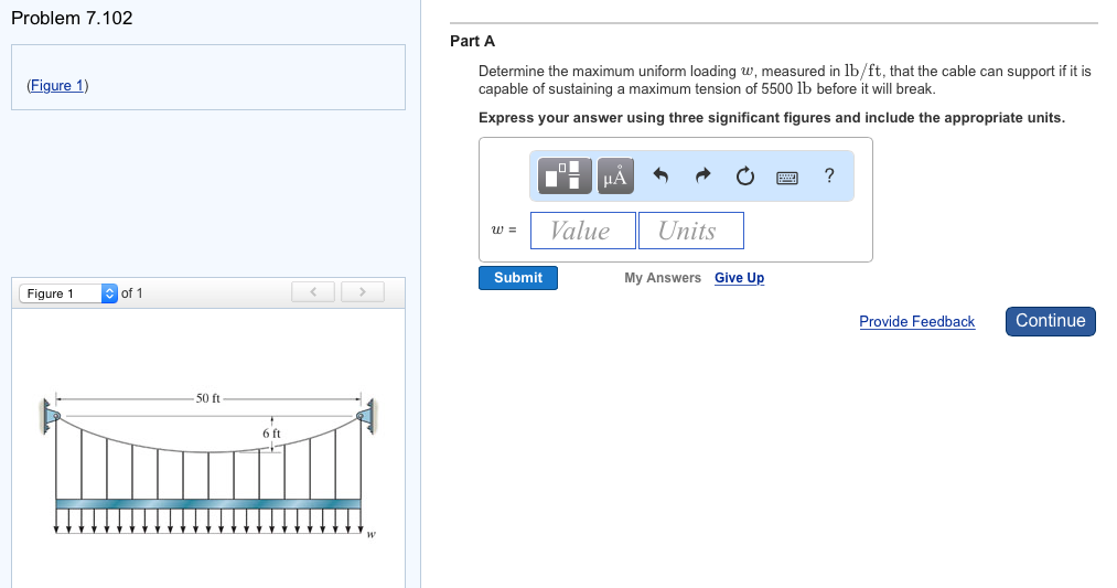 Solved Determine the maximum uniform loading w, measured in | Chegg.com