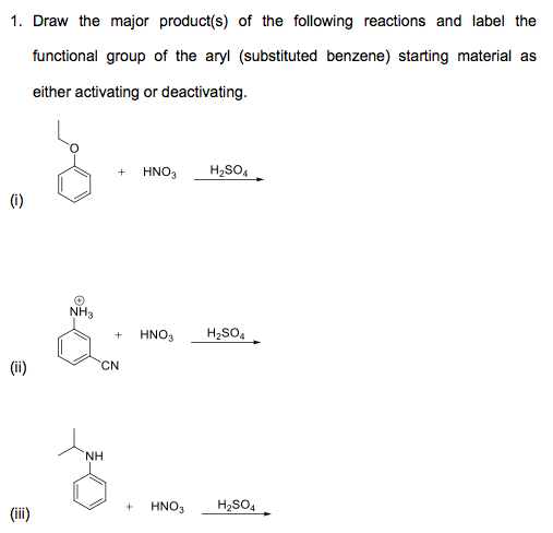 Solved 1. Draw the major product(s) of the following | Chegg.com