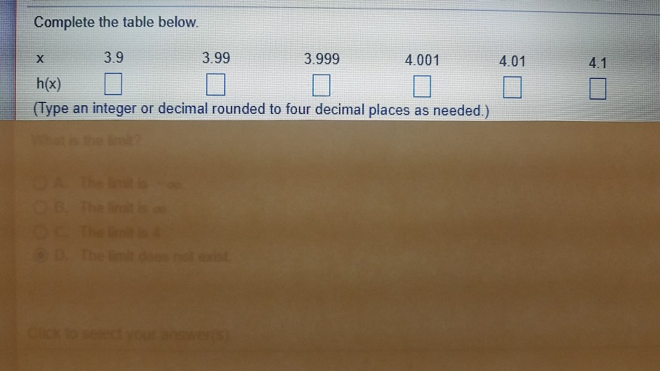 Solved Construct a table and find the indicated limit. Fi(X | Chegg.com