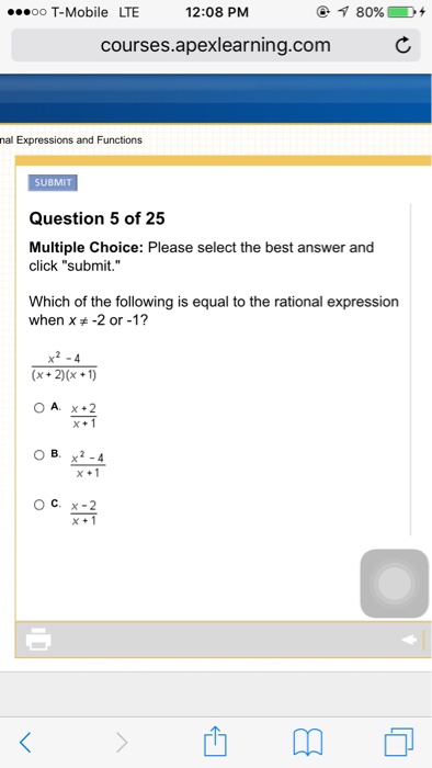 Solved o T-Mobile LTE 12:08 PM courses.apexlearning.com nal | Chegg.com