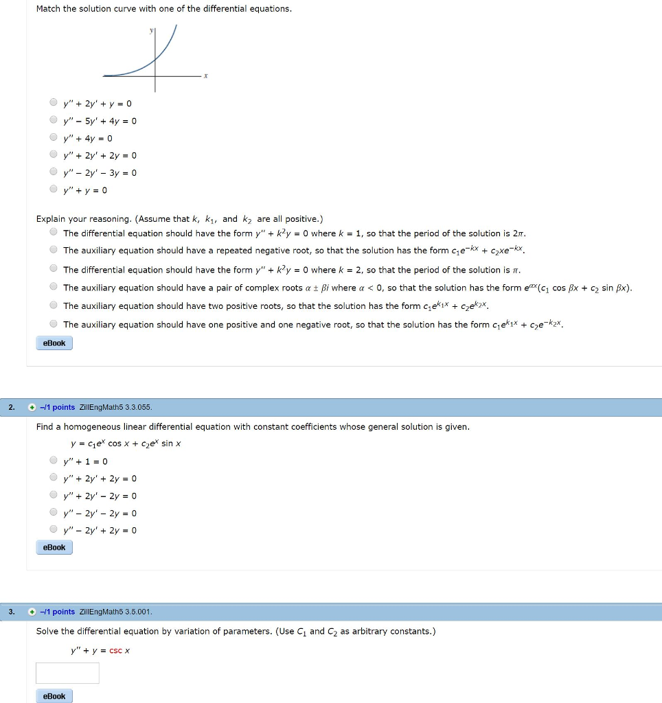 Solved Match the solution curve with one of the differential | Chegg.com