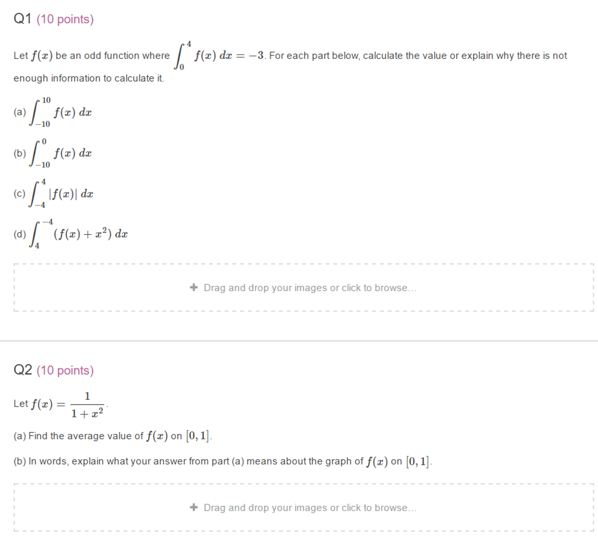 Solved Let f(x) be an odd function where integral_0^4 f(x) | Chegg.com
