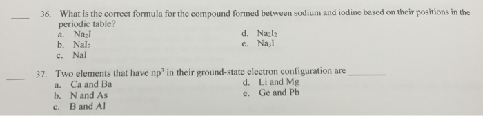 Solved 36. What is the correct formula for the compound | Chegg.com